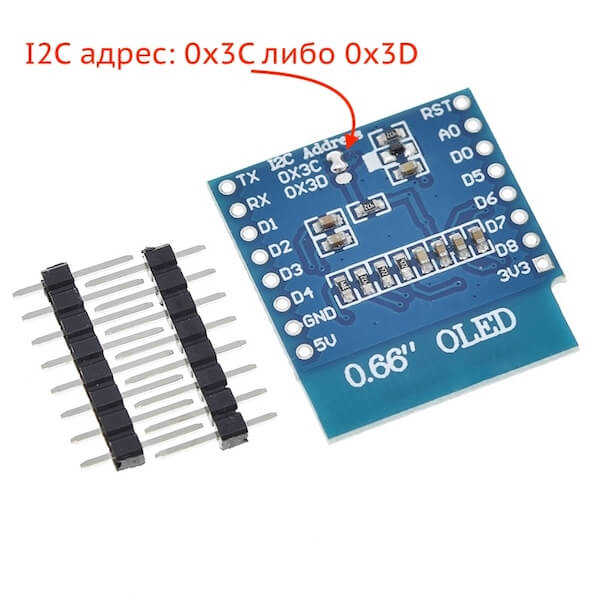 OLED дисплей 0.66" 64x48 I2C для Arduino, ESP32, STM32, Wemos D1 Mini ...